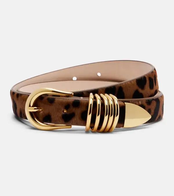 DEHANCHE Déhanche Hollyhock Leopard-print Calf Hair Belt - Brown