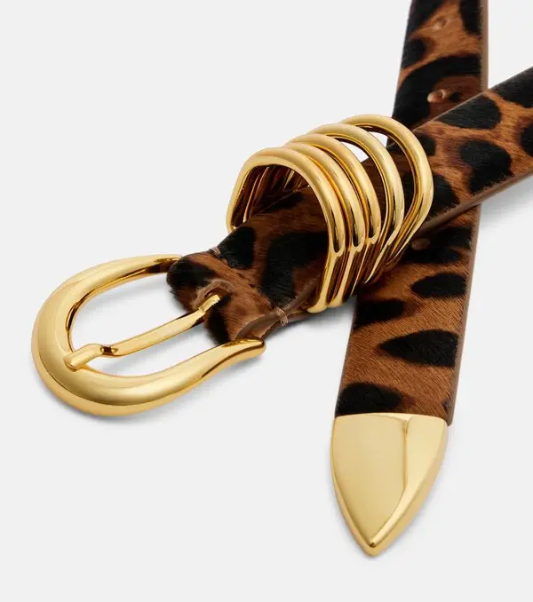 DEHANCHE Déhanche Hollyhock Leopard-print Calf Hair Belt - Brown