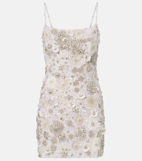 Rachel Gilbert Francesca Embellished Mini Dress - White