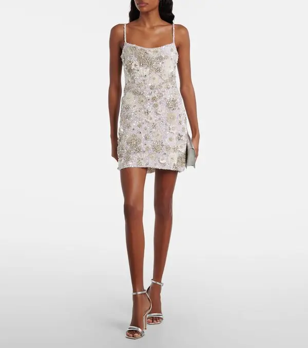 Rachel Gilbert Francesca Embellished Mini Dress - White