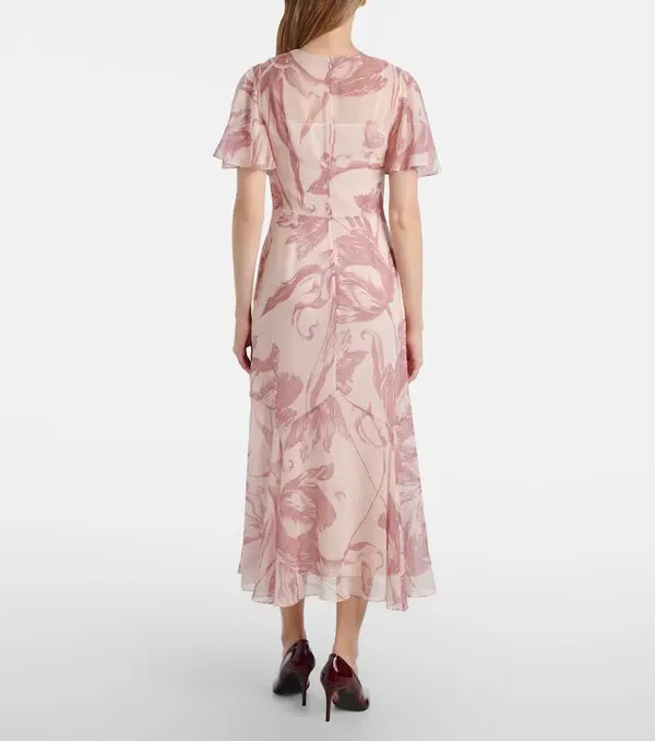 Erdem Printed Silk Midi Dress - Pink