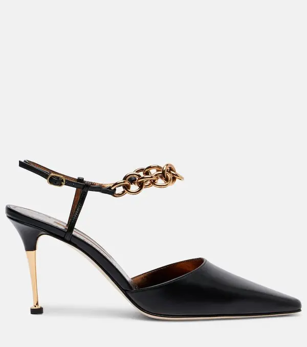 Manolo Blahnik Detana 90 Leather Slingback Pumps