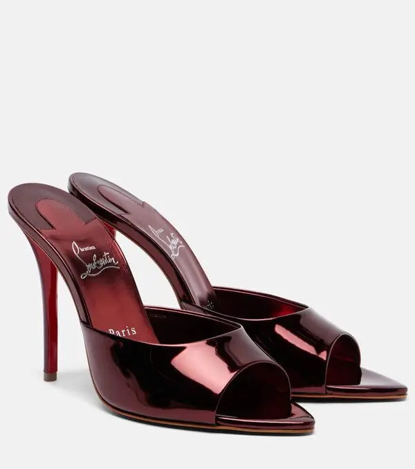 CHRISTIAN LOUBOUTIN Miss Z 100 Mirrored Leather Mules - Brown