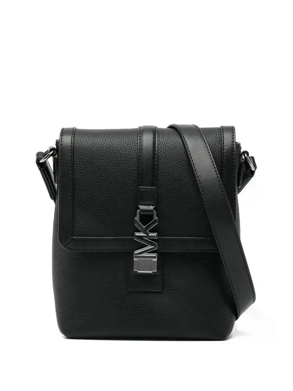 Michael Kors Leather Messenger Bag - Black