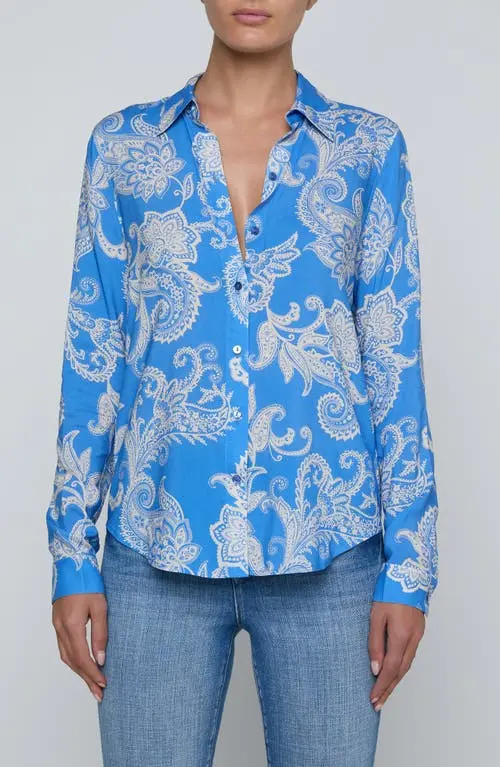 L'Agence Holly Paisley Print Button-up Shirt - Regatta Blue/ivy 2tone Paisley