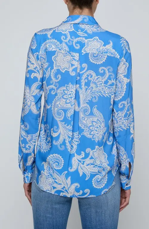L'Agence Holly Paisley Print Button-up Shirt - Regatta Blue/ivy 2tone Paisley