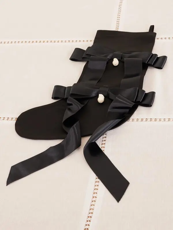 GOHAR WORLD Embellished Satin Holiday Stocking - Black