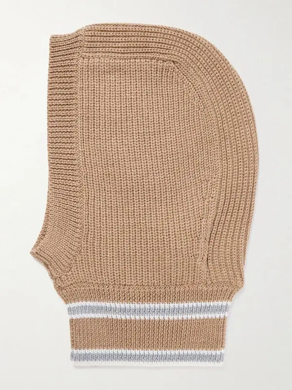 Fusalp Striped Ribbed Wool Balaclava - Neutrals