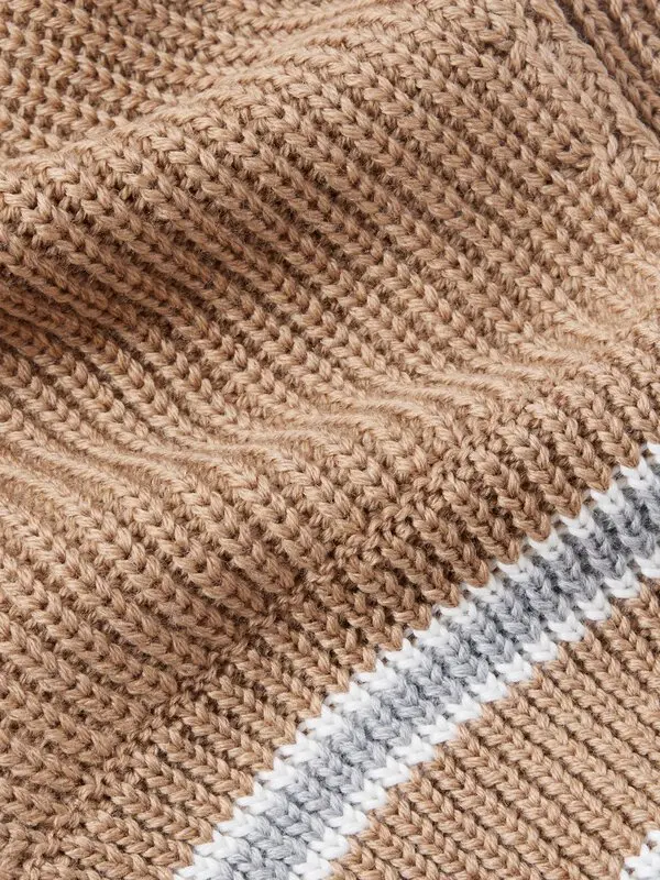 Fusalp Striped Ribbed Wool Balaclava - Neutrals