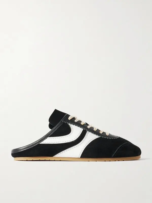 Dries Van Noten Leather-trimmed Suede Slip-on Sneakers - Black