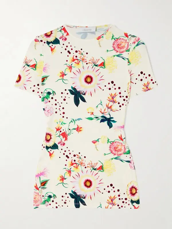 Rabanne Floral-print Jersey T-shirt - Multi
