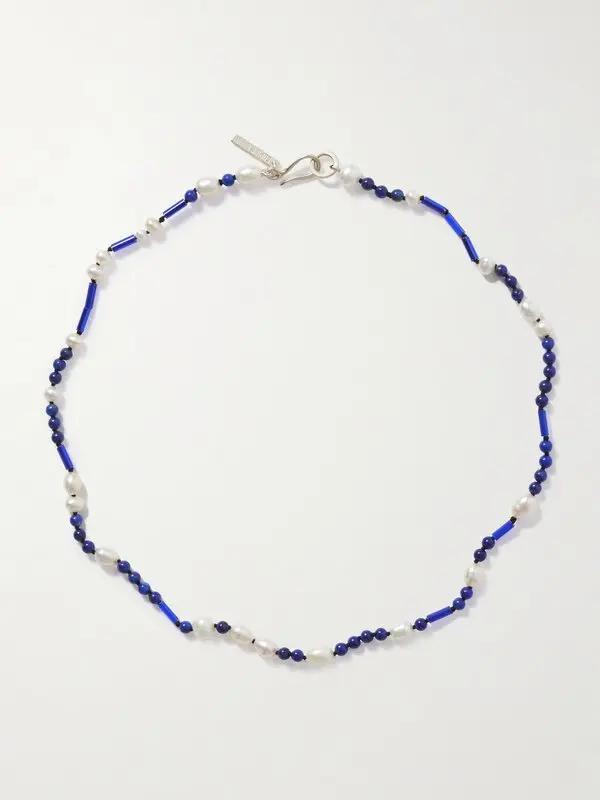 SOPHIE BUHAI Nile Silver, Lapis Lazuli, Pearl And Glass Beaded Necklace - Blue