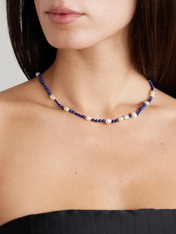 SOPHIE BUHAI Nile Silver, Lapis Lazuli, Pearl And Glass Beaded Necklace