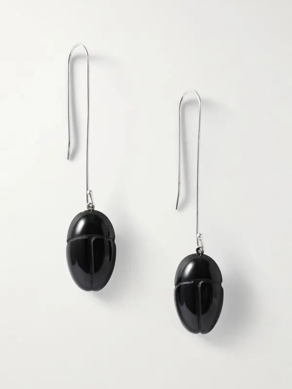 SOPHIE BUHAI Scarab Silver Onyx Drop Earrings - Black