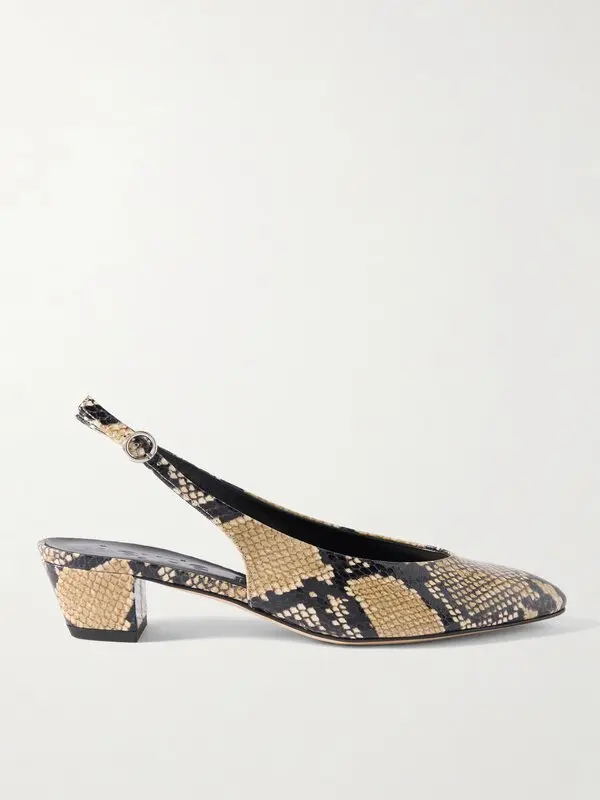 AeydĒ Celeste Snake-effect Slingback Pumps - Animal Print