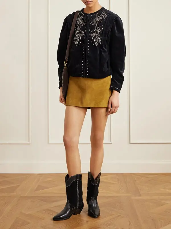 Isabel Marant Duerto Embroidered Suede And Leather Boots