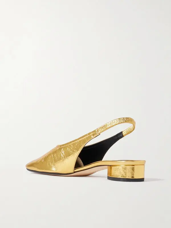 AeydĒ Dua Metallic Crinkled-leather Slingback Pumps - Gold