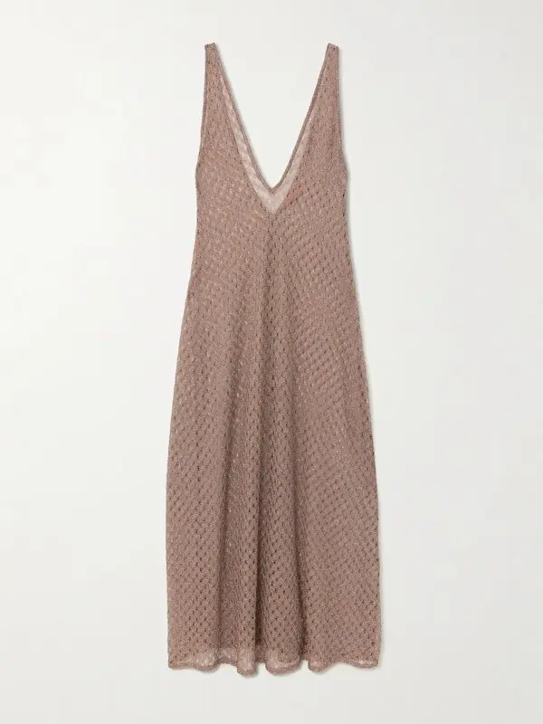 Missoni Metallic Crochet-knit Coverup - Brown