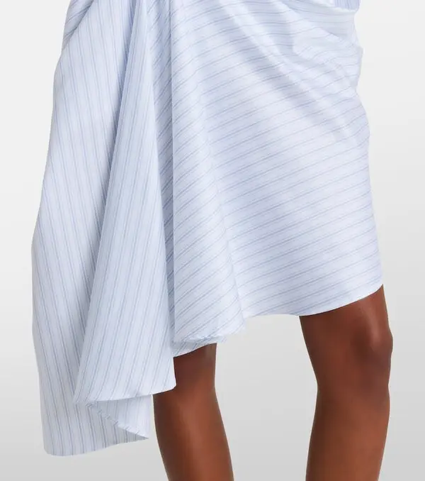 JW Anderson Striped Draped Cotton Poplin Miniskirt