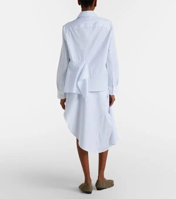 JW Anderson Striped Draped Cotton Poplin Miniskirt