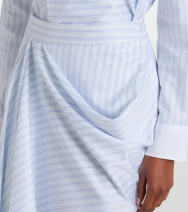 JW Anderson Striped Draped Cotton Poplin Miniskirt
