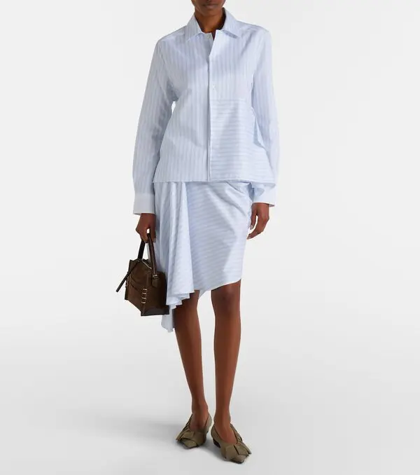 JW Anderson Striped Draped Cotton Poplin Miniskirt