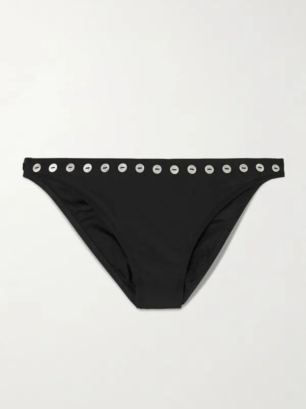 Staud Gemma Embellished Bikini Briefs - Black