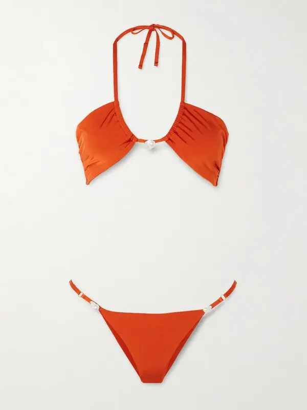 SARA CRISTINA Bahia Pearl-embellished Bikini - Orange