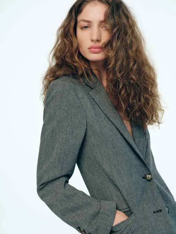 REFORMATION James Relaxed Herringbone Blazer