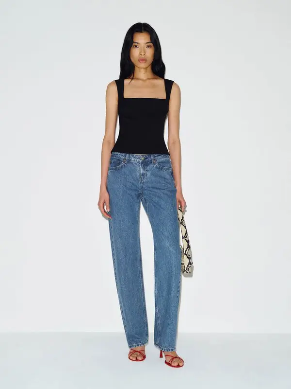 REFORMATION Charlee Low Rise Straight Leg Jeans - Blue