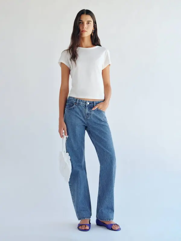 REFORMATION Charlee Low Rise Straight Leg Jeans - Blue