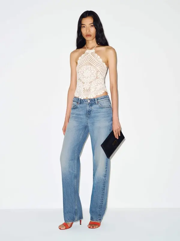 REFORMATION Charlee Low Rise Straight Leg Jeans Denim - Blue