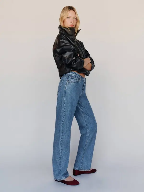REFORMATION Charlee Low Rise Straight Leg Jeans - Blue