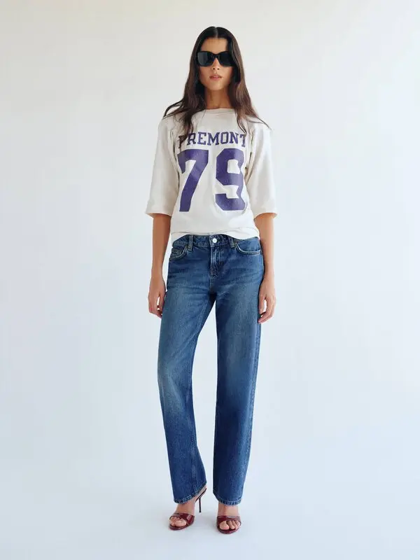 REFORMATION Charlee Low Rise Straight Leg Jeans - Blue