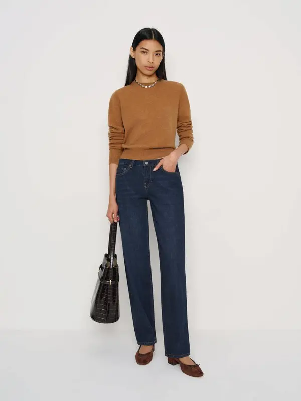 REFORMATION Charlee Low Rise Straight Leg Jeans - Dark Indigo