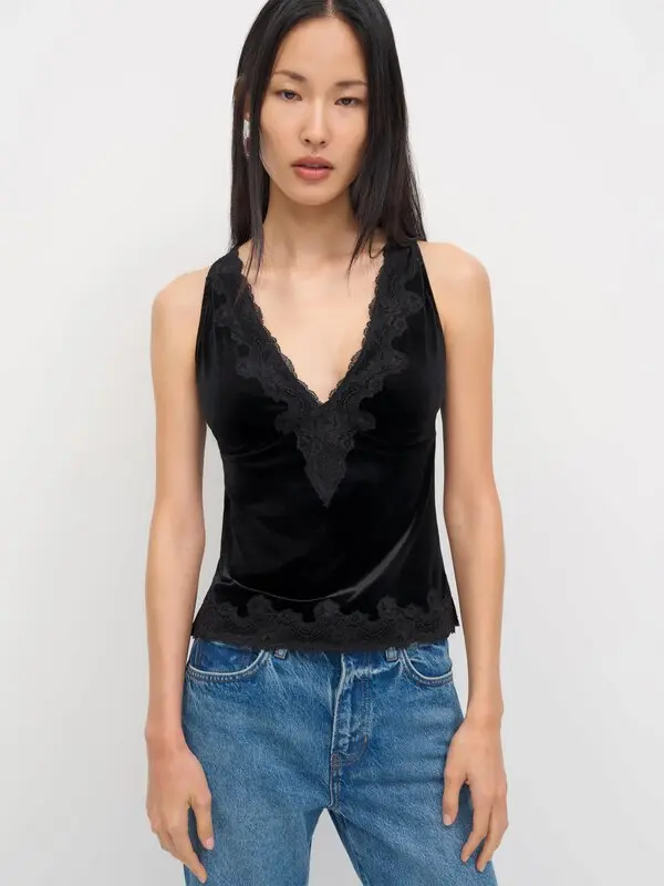 REFORMATION Ashlynn Knit Velvet Top