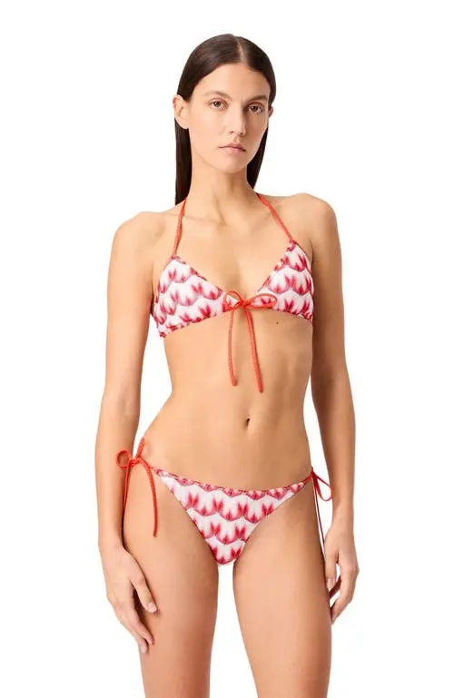 Missoni Floral Knit Triangle Bikini - Red Multi