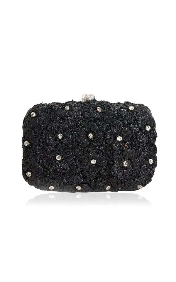 Emm Kuo Ayana Crystal-embellished Raffia Bag - Black
