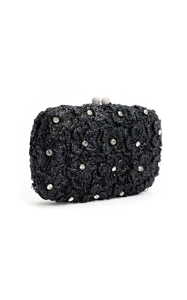 Emm Kuo Ayana Crystal-embellished Raffia Bag - Black