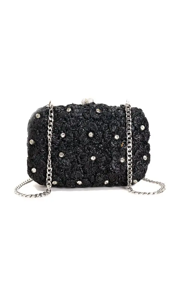 Emm Kuo Ayana Crystal-embellished Raffia Bag - Black
