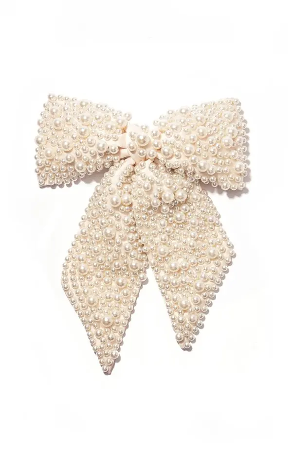 Emm Kuo Pearl Embellished Bow - Off-white