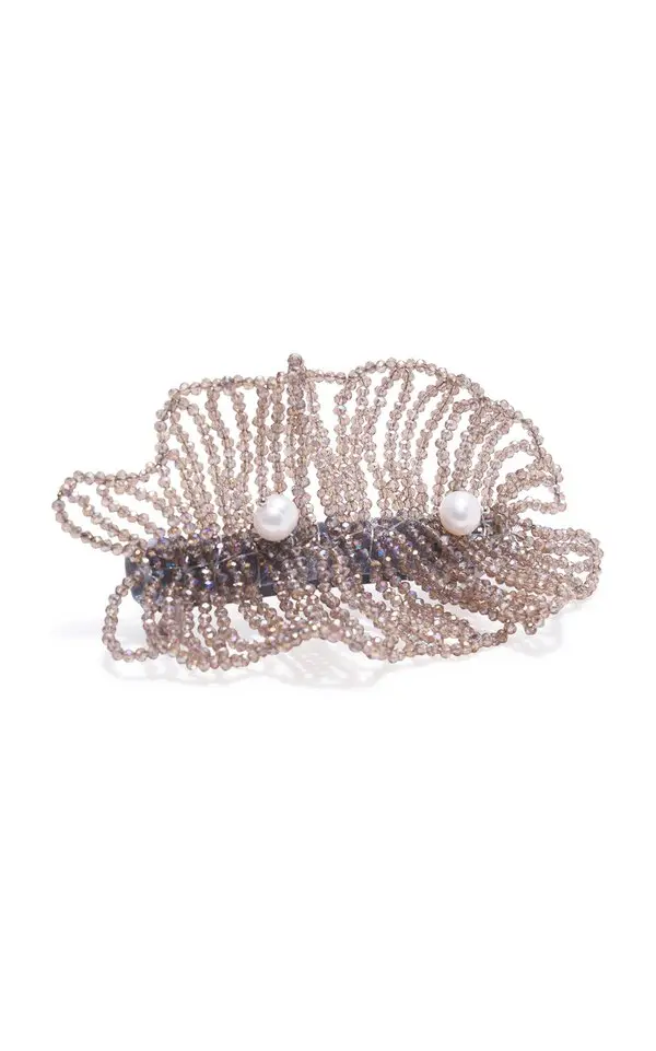 Emm Kuo Pearl-embellished Beaded Hair Clip - Brown
