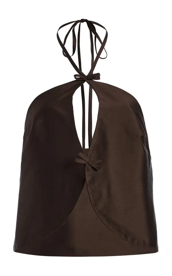MARLIES GRACE Exclusive Celeste Taffeta Halter Top - Brown