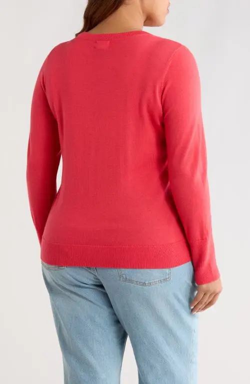 Caslon Crewneck Long-sleeve Sweater - Red Geranium