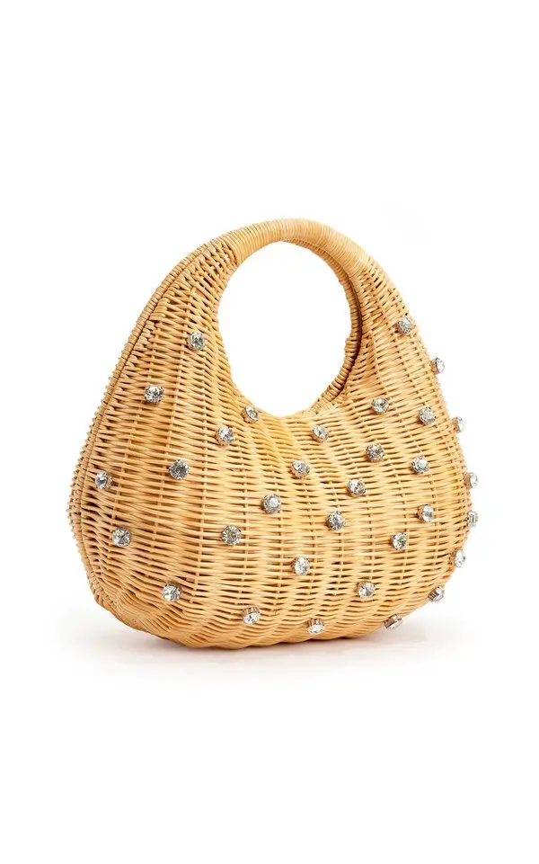 Emm Kuo Hudson Crystal-embellished Wicker Bag