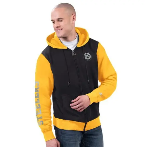 STARTER Pittsburgh Steelers Thursday Night Gridiron Full-zip Hoodie - Black
