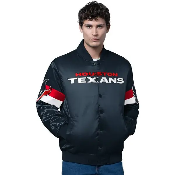 STARTER Houston Texans Triple Option Satin Varsity Jacket