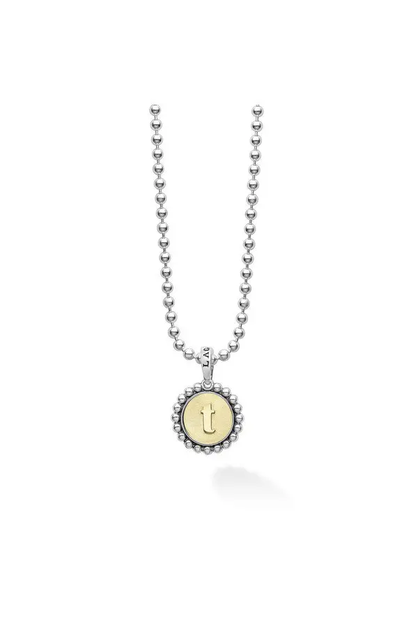 Lagos Signature Caviar Initial T Charm Necklace - Gold