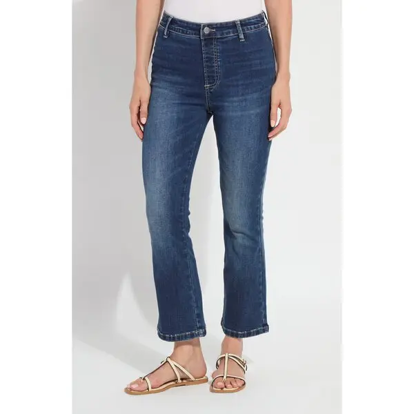 Lyssé Estelle Pull-on Flare Ankle Jeans - Dark Mid Wash