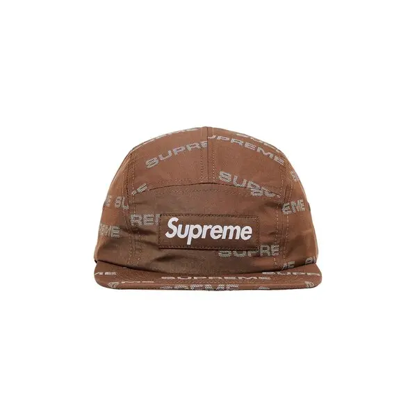 Supreme Reflective Jacquard Camp Cap - Brown